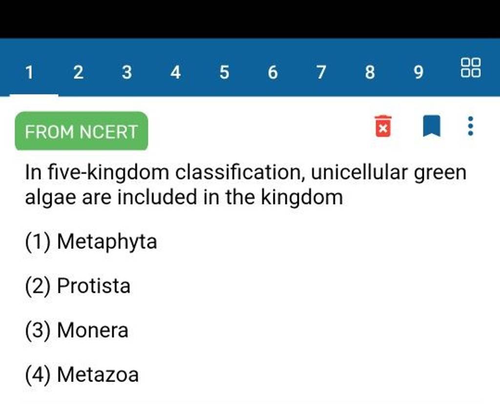 From Ncert In Five Kingdom Classification Unicellular Green Algae Are In