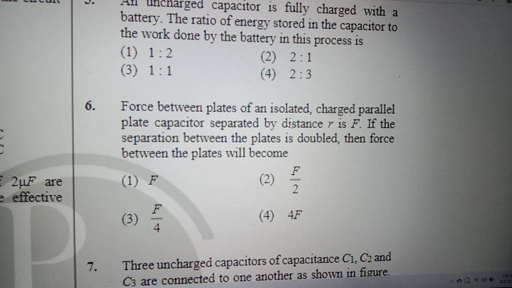 Force between plates of an isolated, charged parallel plate capacitor sep..