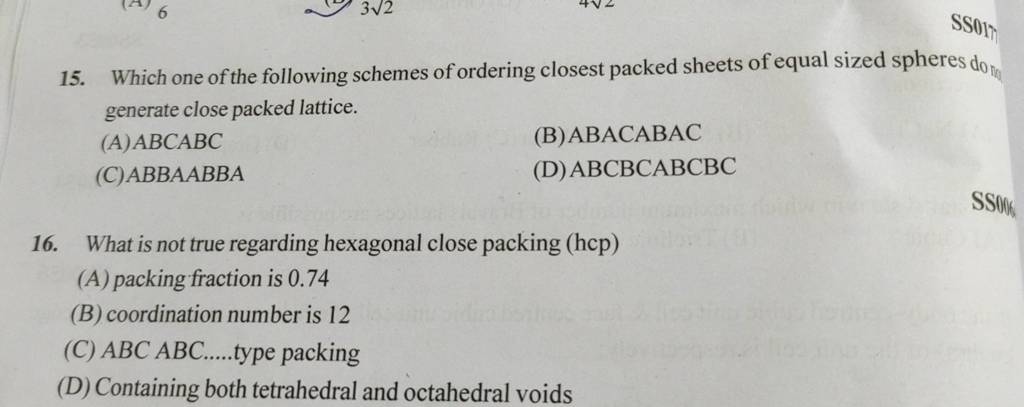 What is not true regarding hexagonal close packing (hcp) | Filo