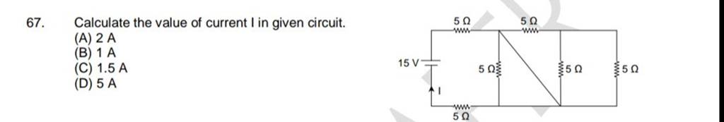 Calculate the value of current I in given circuit. | Filo Calculate the value of current I in given circuit. | Filo