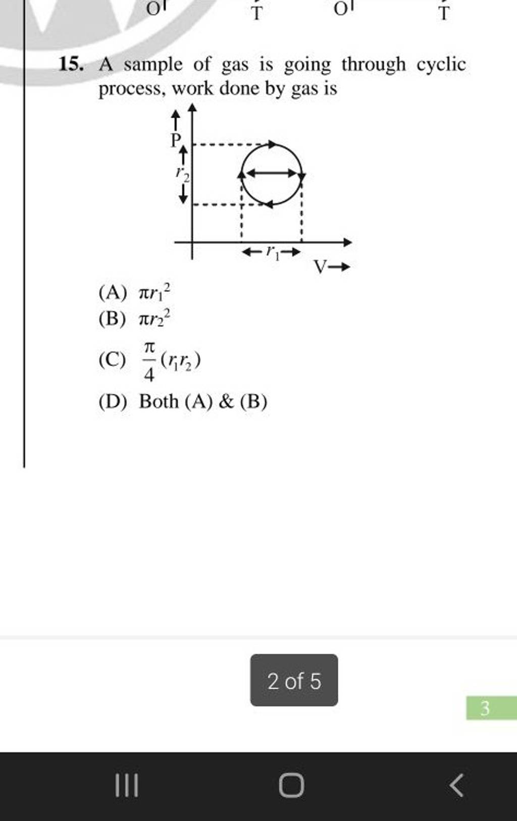 A sample of gas is going through cyclic process, work done by gas is..