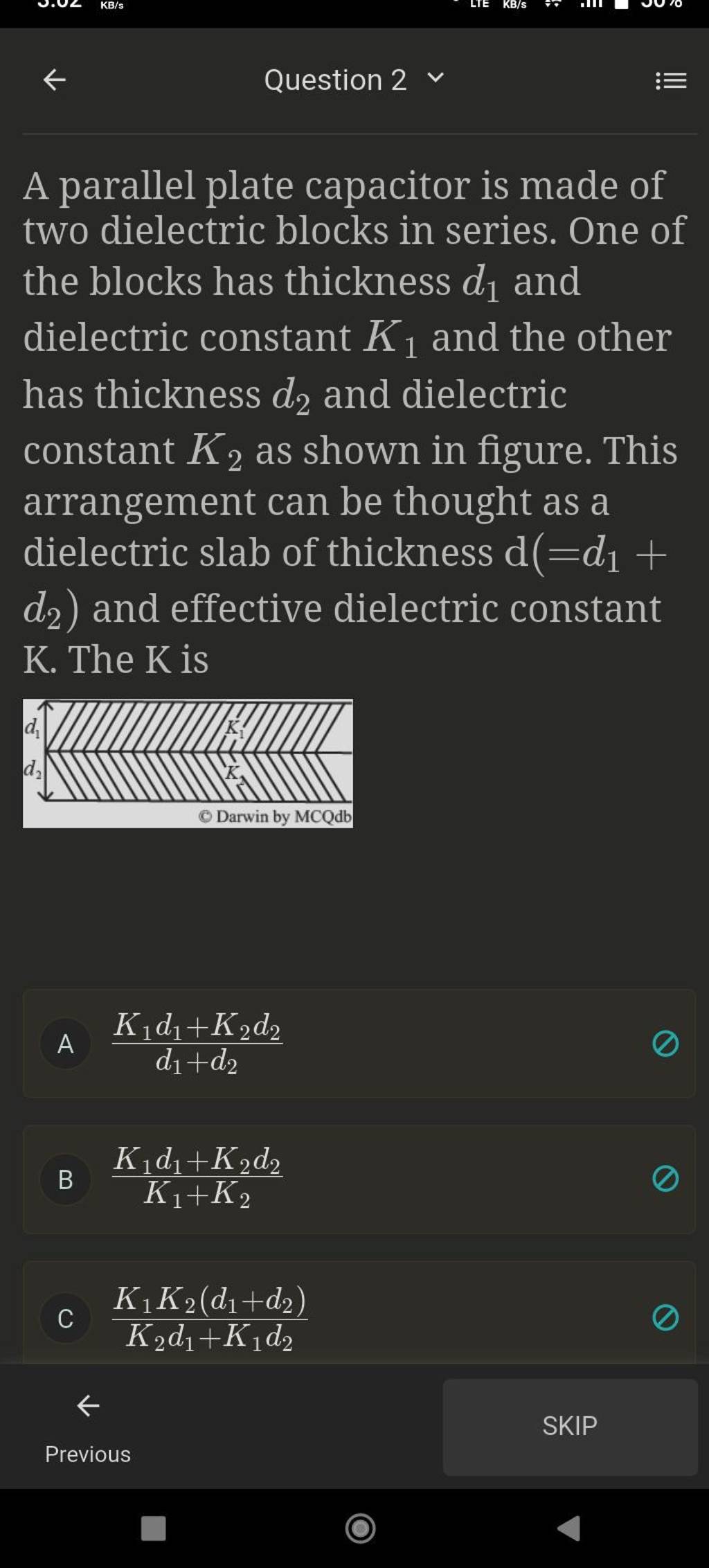 A parallel plate capacitor is made of two dielectric blocks in series. On..