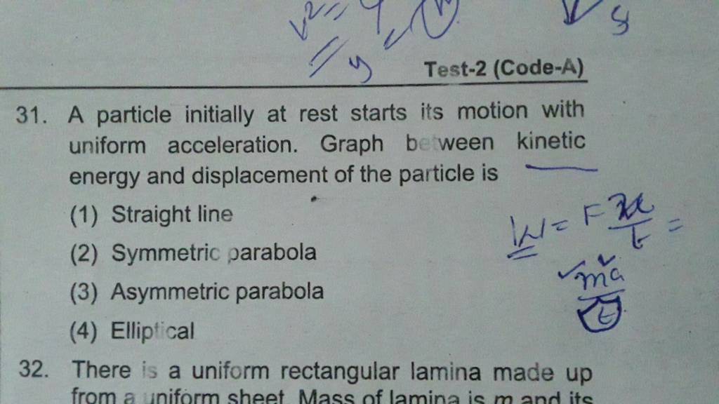 A particle initially at rest starts its motion with uniform acceleration... A particle initially at rest starts its motion with uniform acceleration...