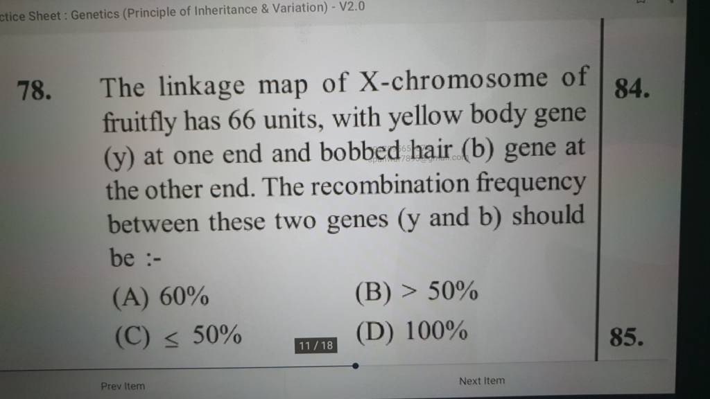 78 The Linkage Map Of X Chromosome Of Fruitfly Has 66 Units With Yellow