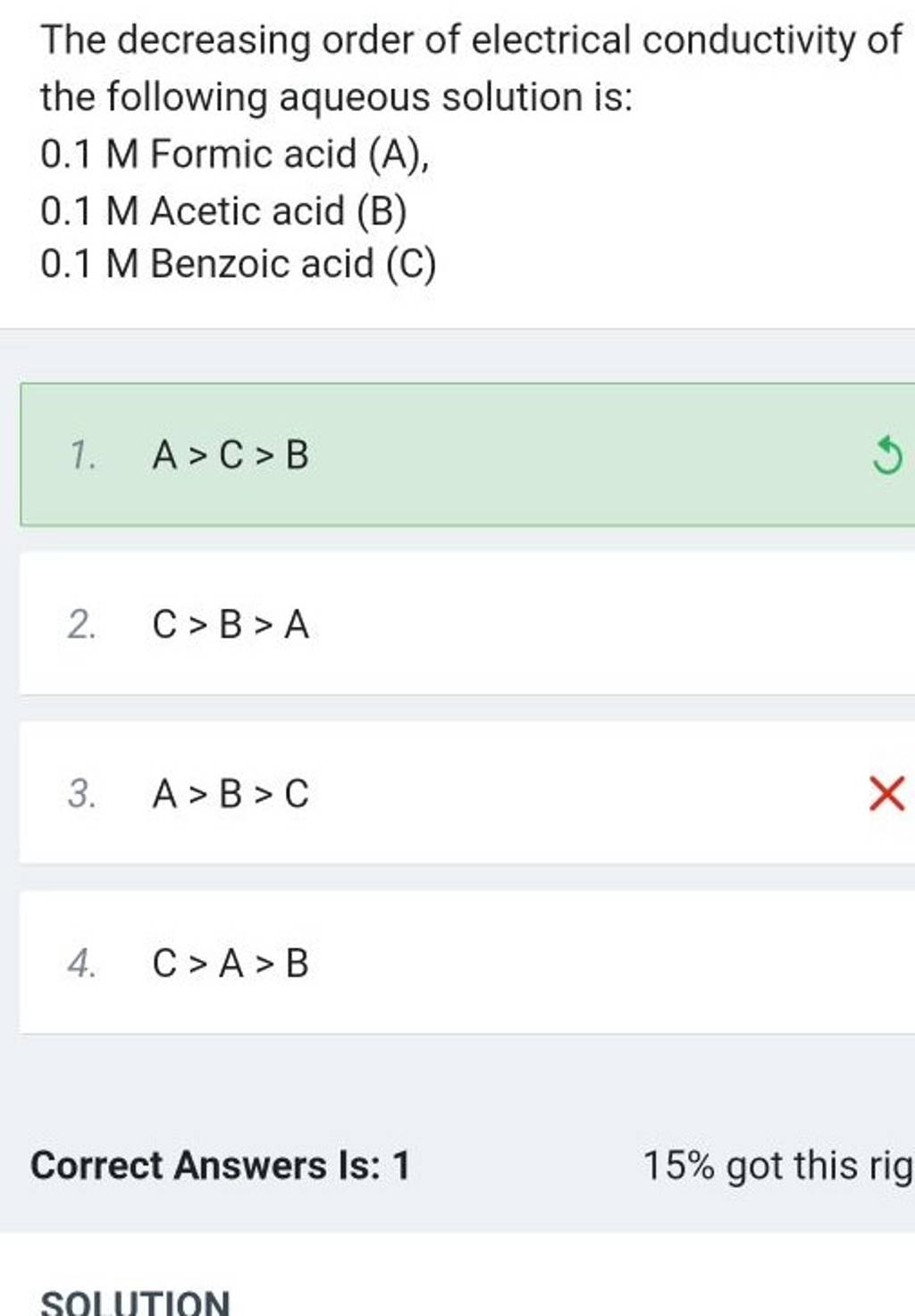 The decreasing order of electrical conductivity of the following aqueous