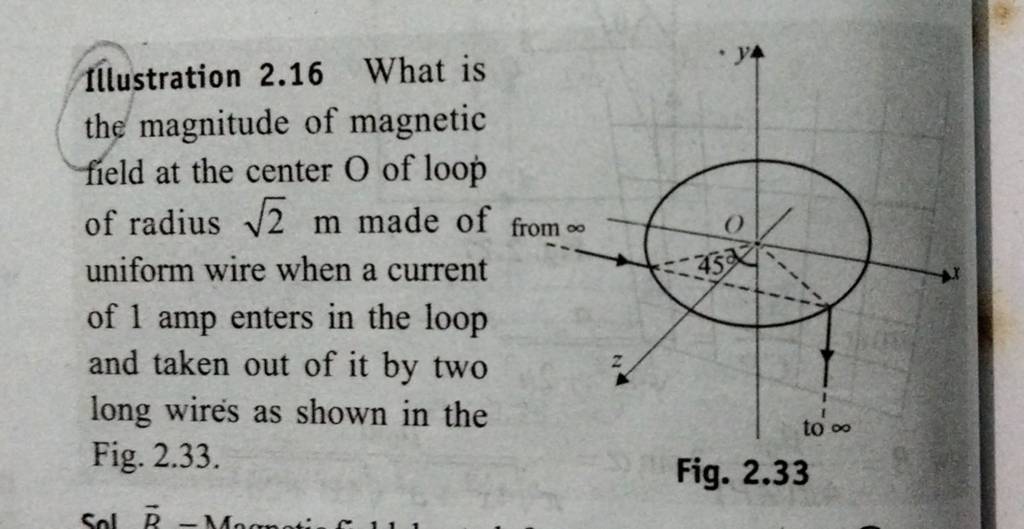 Illustration 2.16 What is the magnitude of magnetic field at the center O..