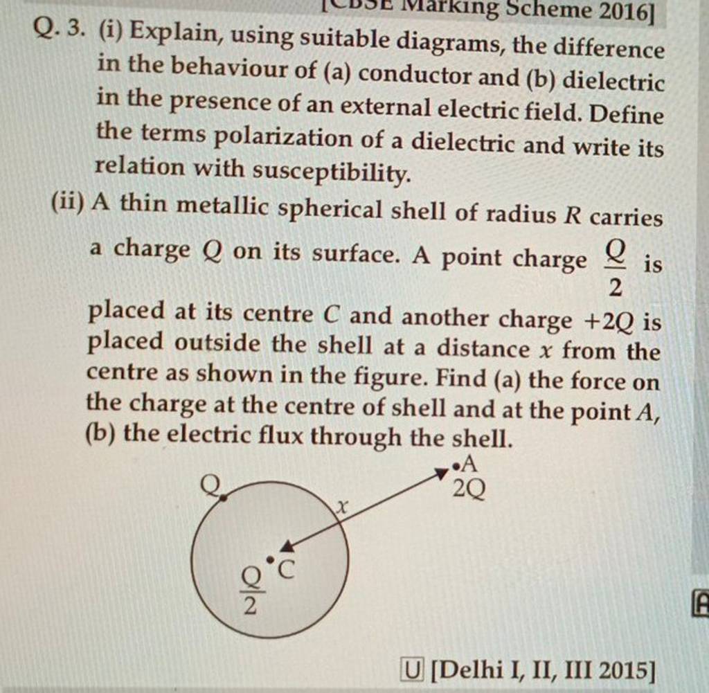 Q.3. (i) Explain, using suitable diagrams, the difference in the behaviou..