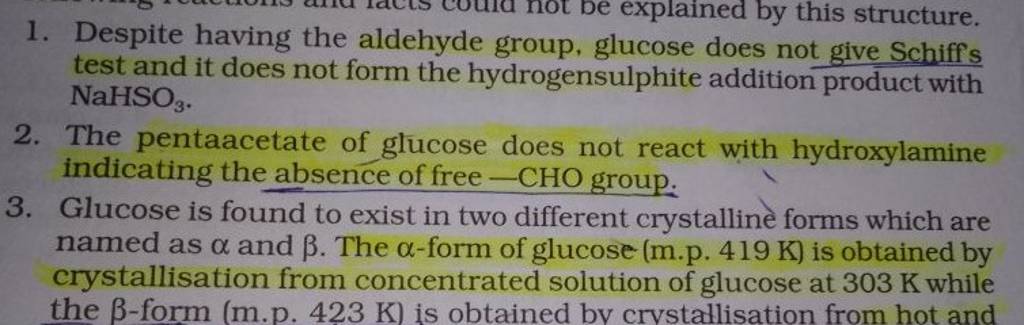 1 Despite Having The Aldehyde Group Glucose Does Not Give Schiff Test A