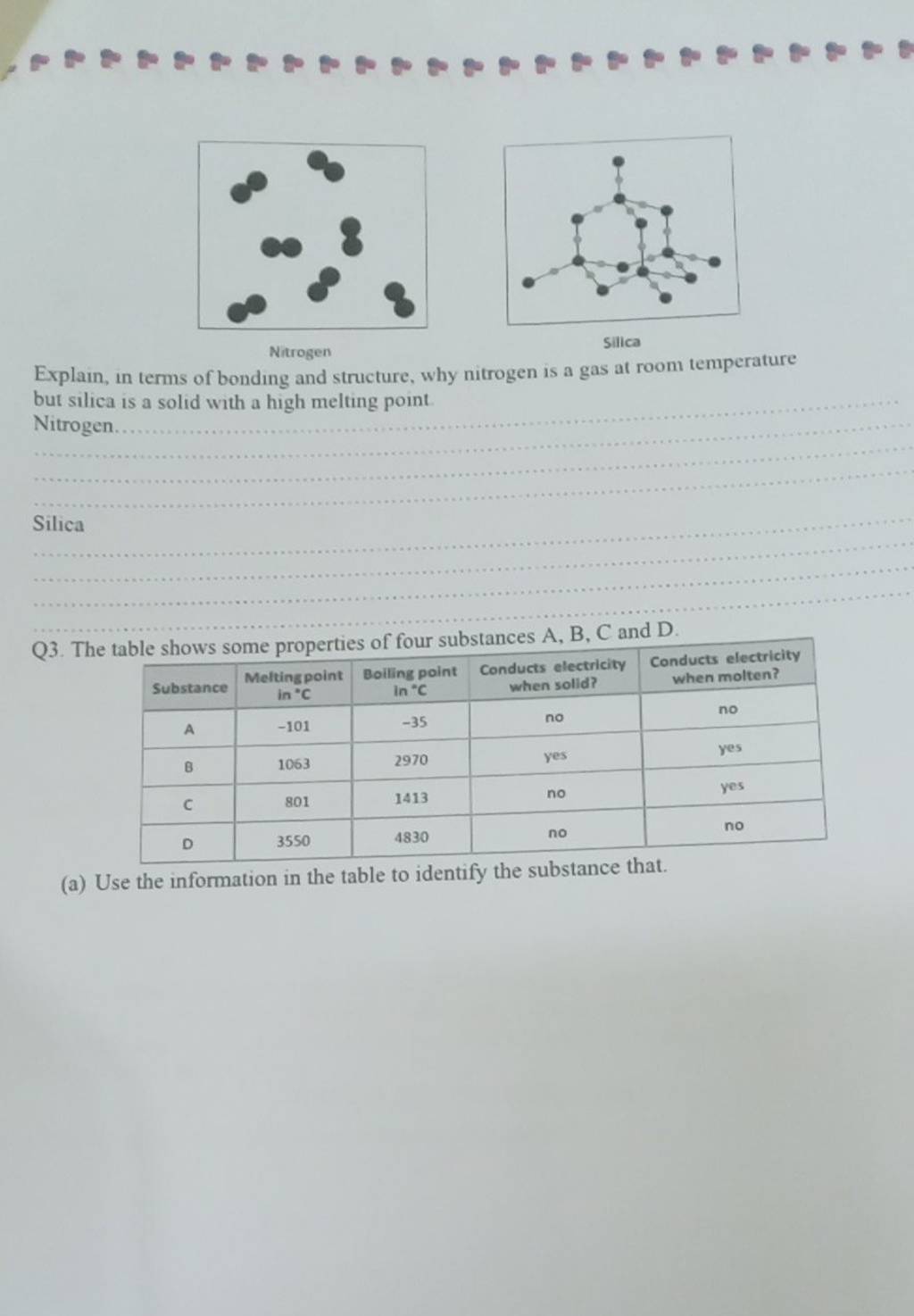 Explain, in terms of bonding and structure, why nitrogen is a gas at room..