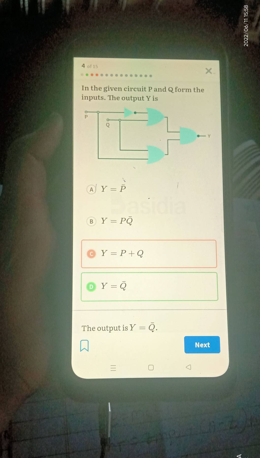 In The Given Circuit P And Q Form The Inputs The Output Y Is A Ypˉ B Y