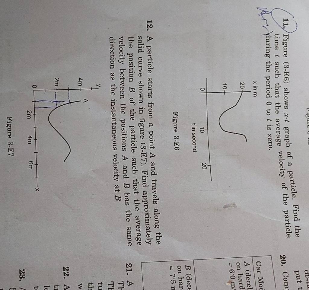 11. Figure (3-E6) shows x−t graph of a particle. Find the time t such tha..
