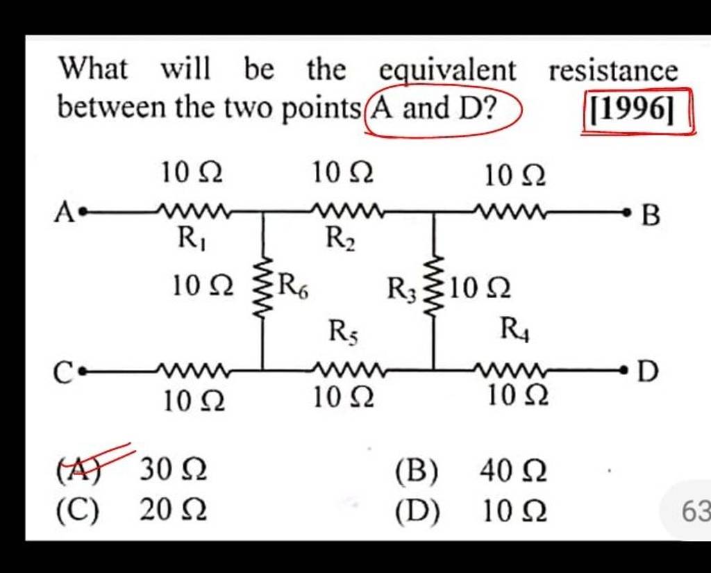 What will be the equivalent resistance between the two points A and D? [1..