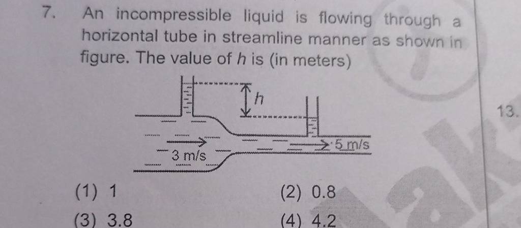 An incompressible liquid is flowing through a horizontal tube in streamli..