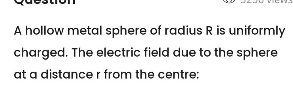 A hollow metal sphere of radius R is uniformly charged. The electric fiel..