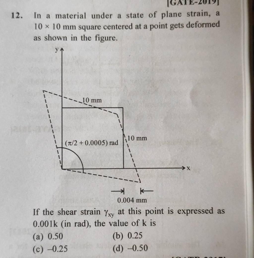 In a material under a state of plane strain, a 10×10 mm square centered a.. In a material under a state of plane strain, a 10×10 mm square centered a..