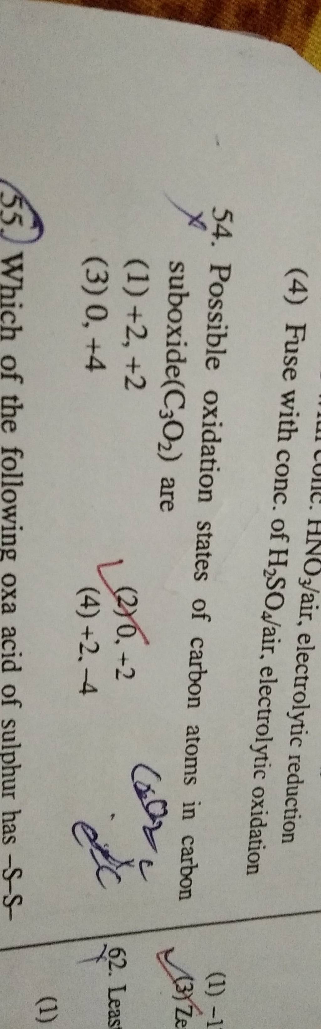 Possible Oxidation States Of Carbon Atoms In Carbon Suboxide C3 O2 Are