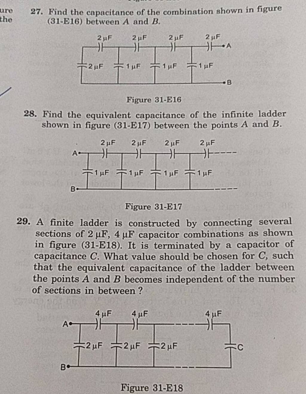 27. Find the capacitance of the combination shown in figure (31-E16) betw..