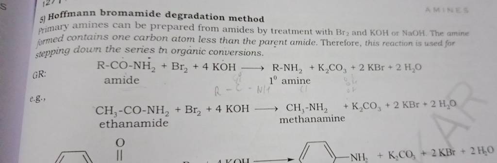5) Hoffmann bromamide degradation method primary amines can be prepared f..