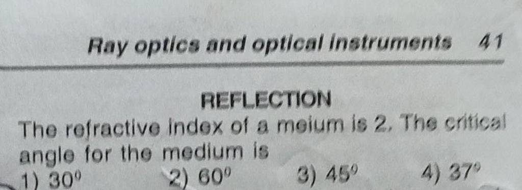 Ray optics and optical instruments 41 REFLECTION The refractive index of