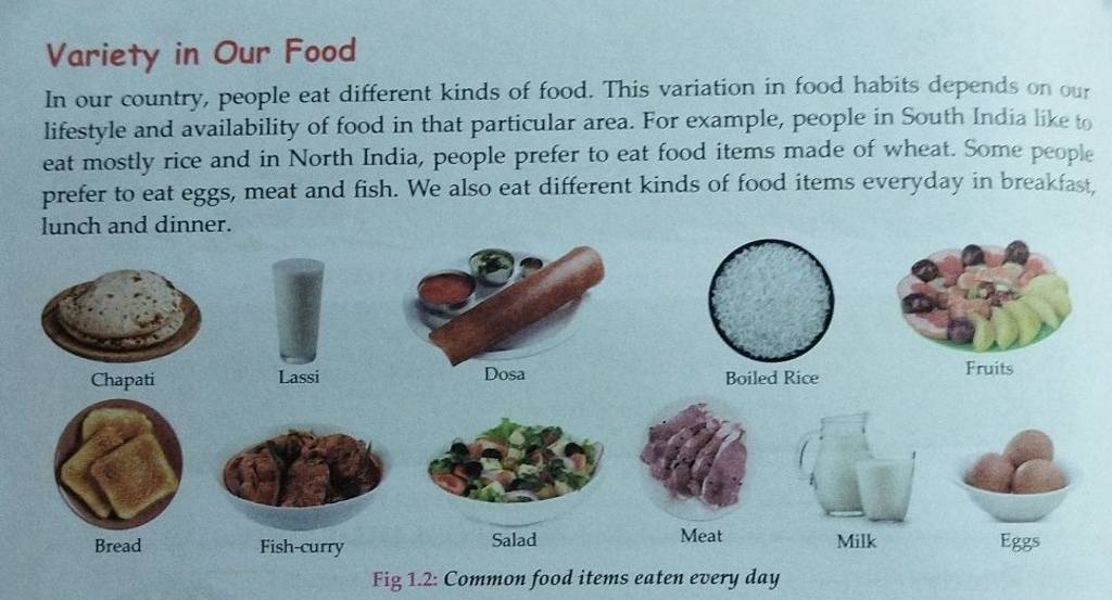 Variety in Our Food In our country, people eat different kinds of food. T..