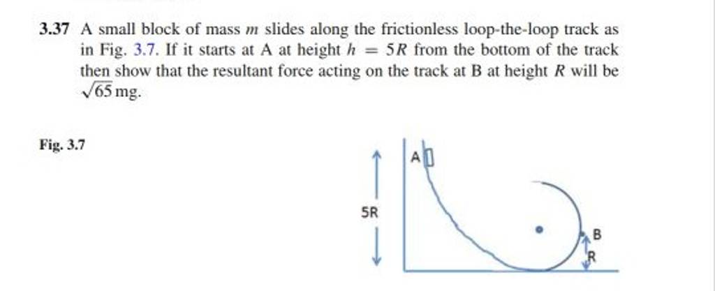 3.37 A small block of mass m slides along the frictionless loop-the-loop
