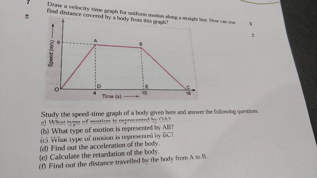 Draw a velocity time graph for uniform motion along a straight line. How