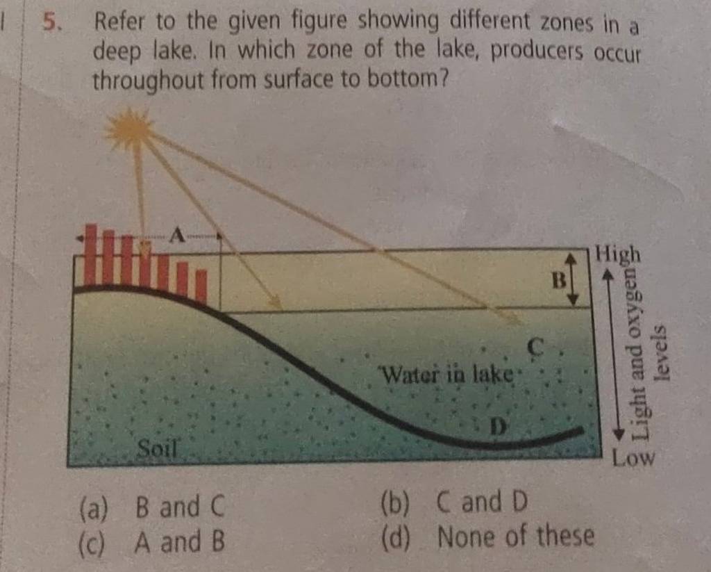 Refer to the given figure showing different zones in a deep lake. In whic..