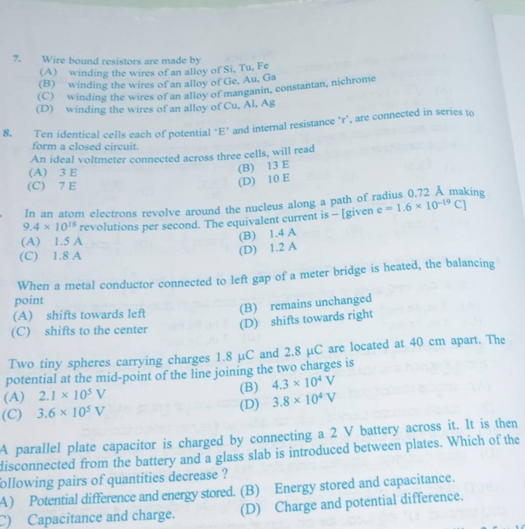 In an atom electrons revolve around the nucleus along a path of radius 0... In an atom electrons revolve around the nucleus along a path of radius 0...