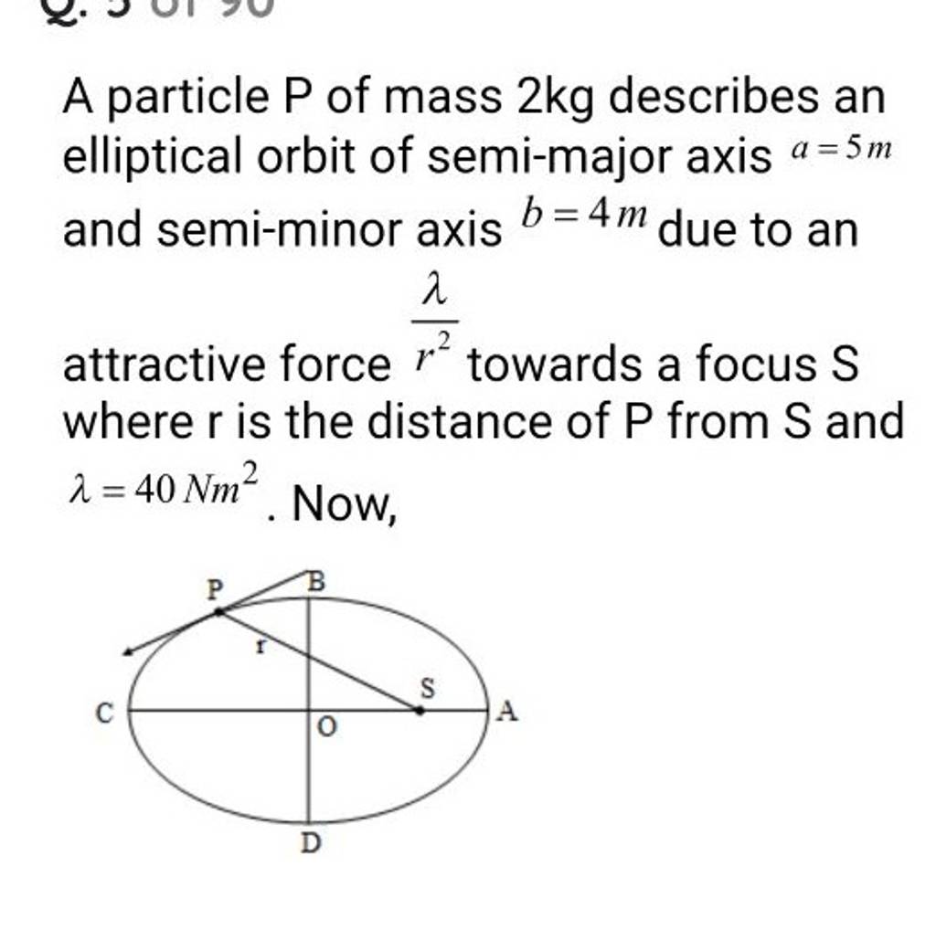 A particle P of mass 2 kg describes an elliptical orbit of semi-major axi..