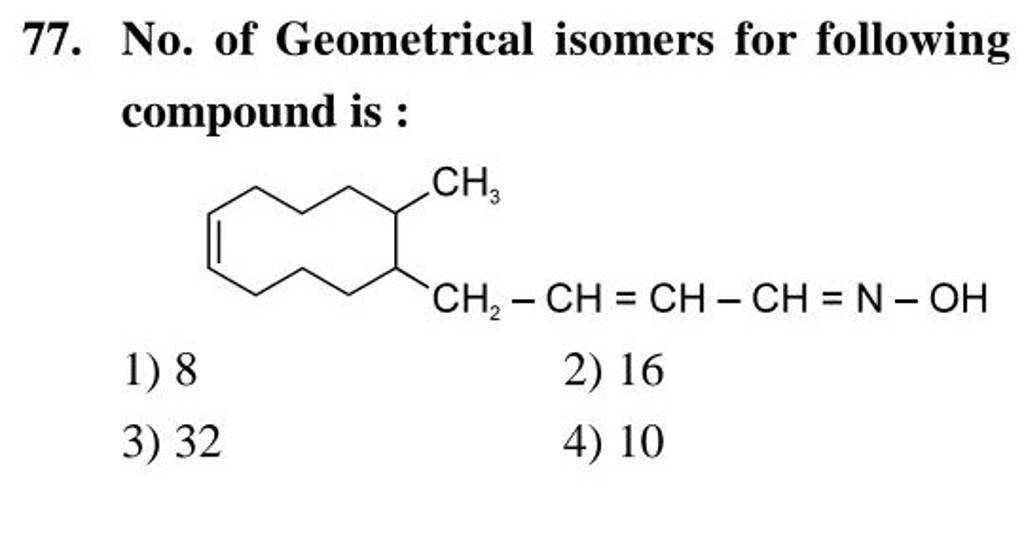 No Of Geometrical Isomers For Following Compound Is Filo