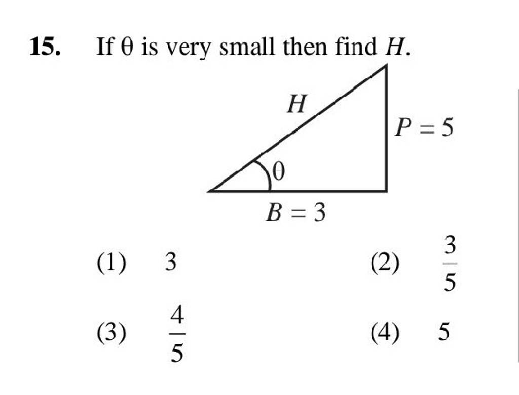 If θ is very small then find H. | Filo