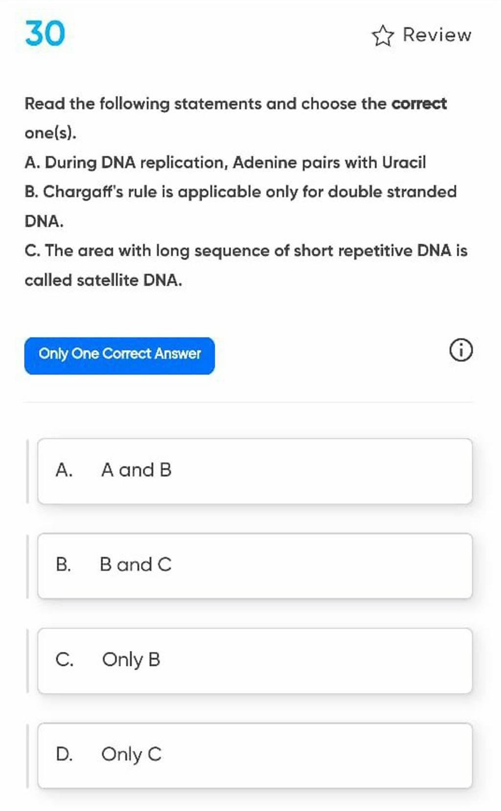 ⇝ Review Read the following statements and choose the correct one(s)... ⇝ Review Read the following statements and choose the correct one(s)...