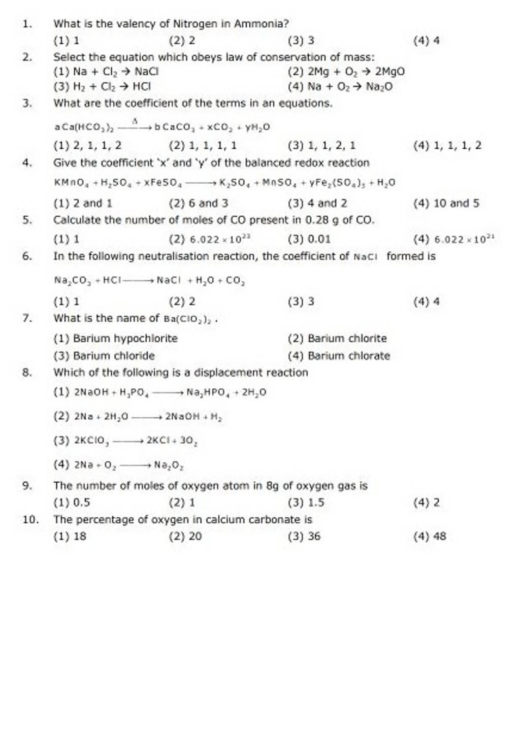 What is the valency of Nitrogen in Ammonia? | Filo