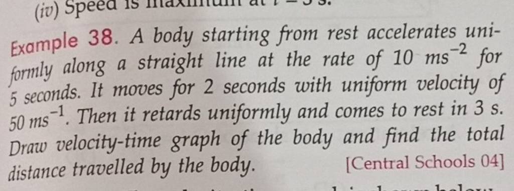 Example 38 A Body Starting From Rest Accelerates Uniformly Along A Strai