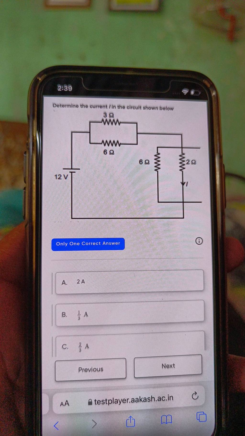 Determine the current / in the circuit shown below | Filo Determine the current / in the circuit shown below | Filo