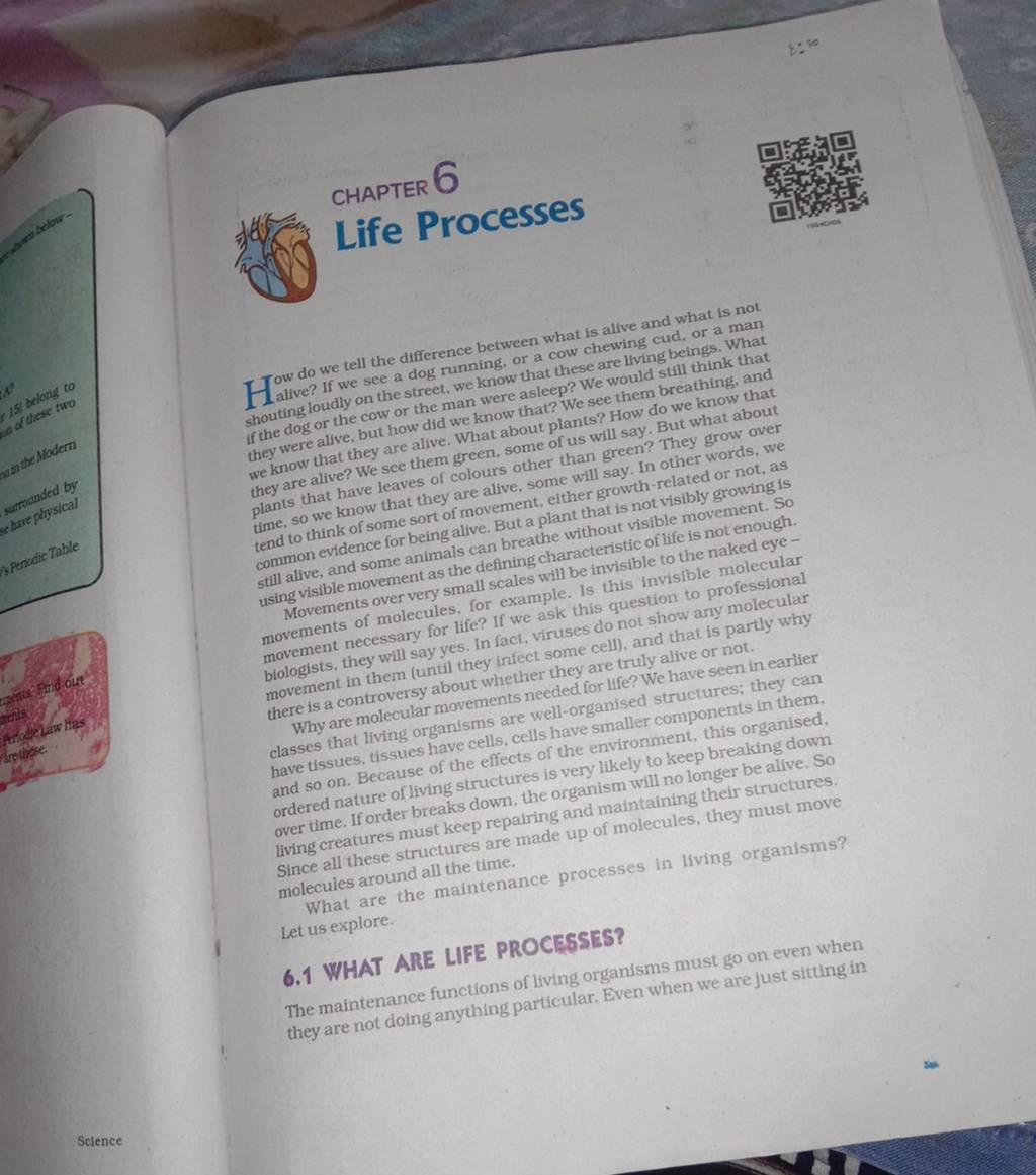 CHAPTER 6 Life Processes Jow do we tell the difference between what is al..