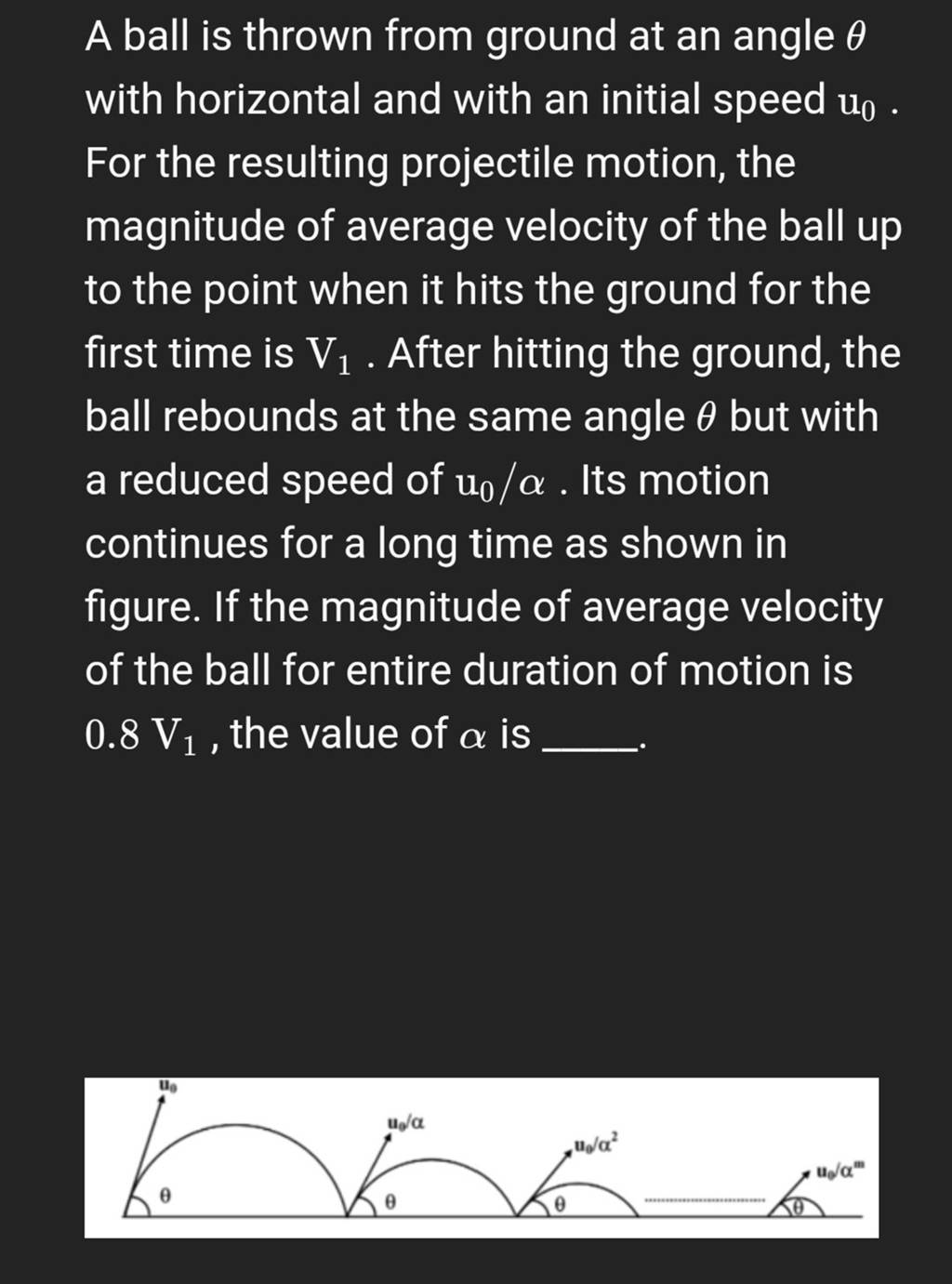 A ball is thrown from ground at an angle θ with horizontal and with an in..