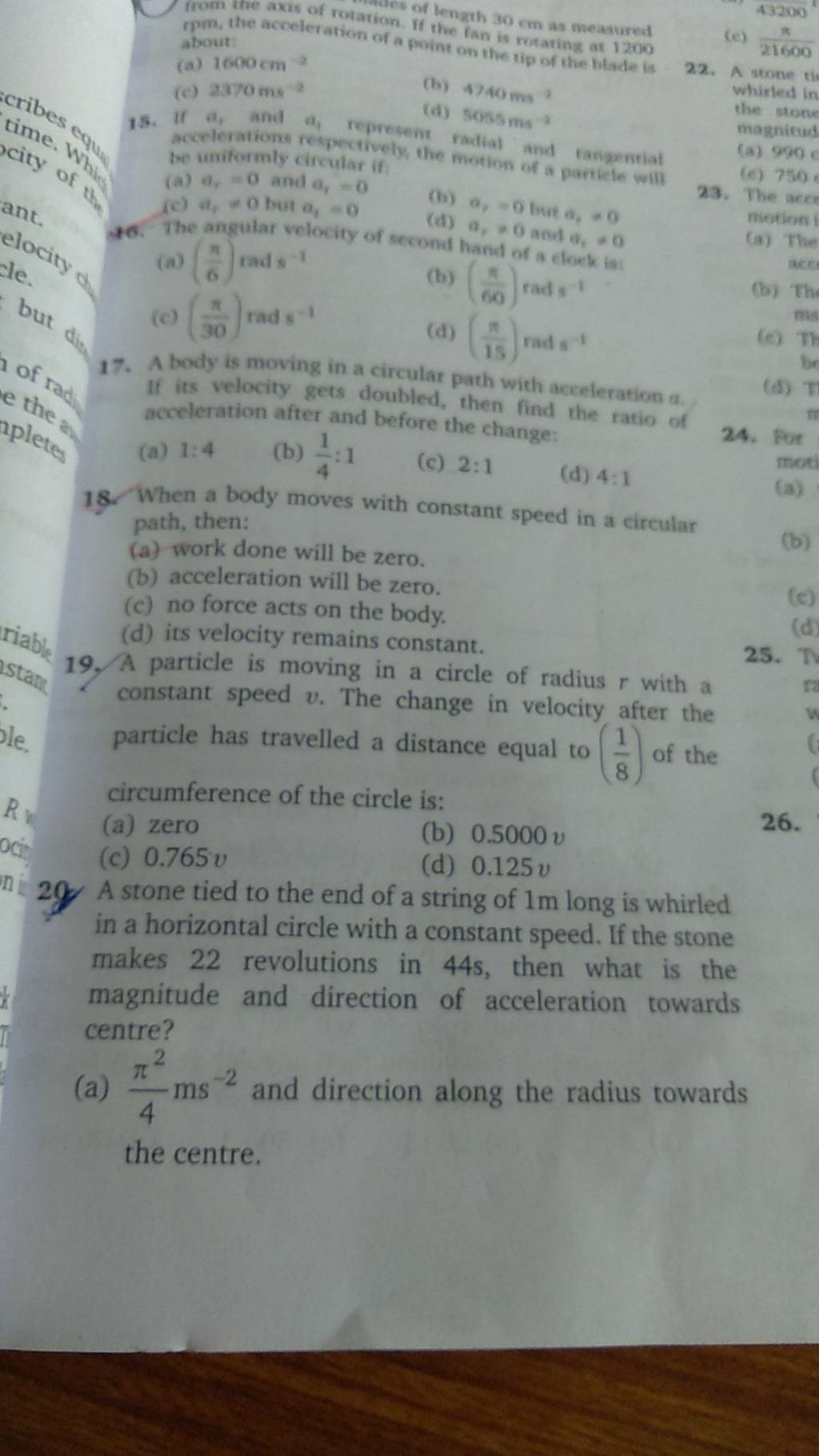 When a body moves with constant speed in a circular path, then: | Filo