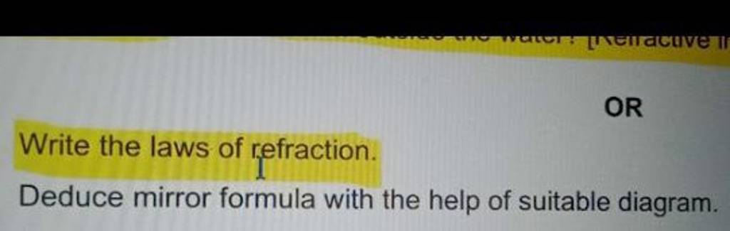 Or Write The Laws Of Refraction Deduce Mirror Formula With The Help Of S
