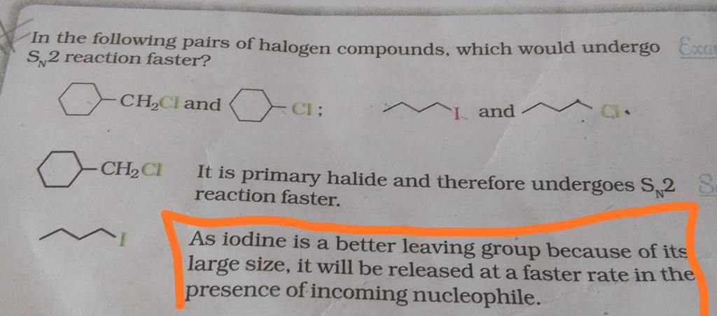 In the following pairs of halogen compounds, which would undergo SN 2 rea..