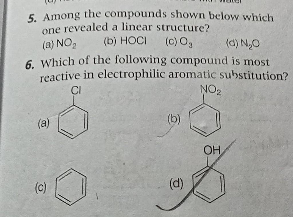 Among the compounds shown below which one revealed a linear structure?..