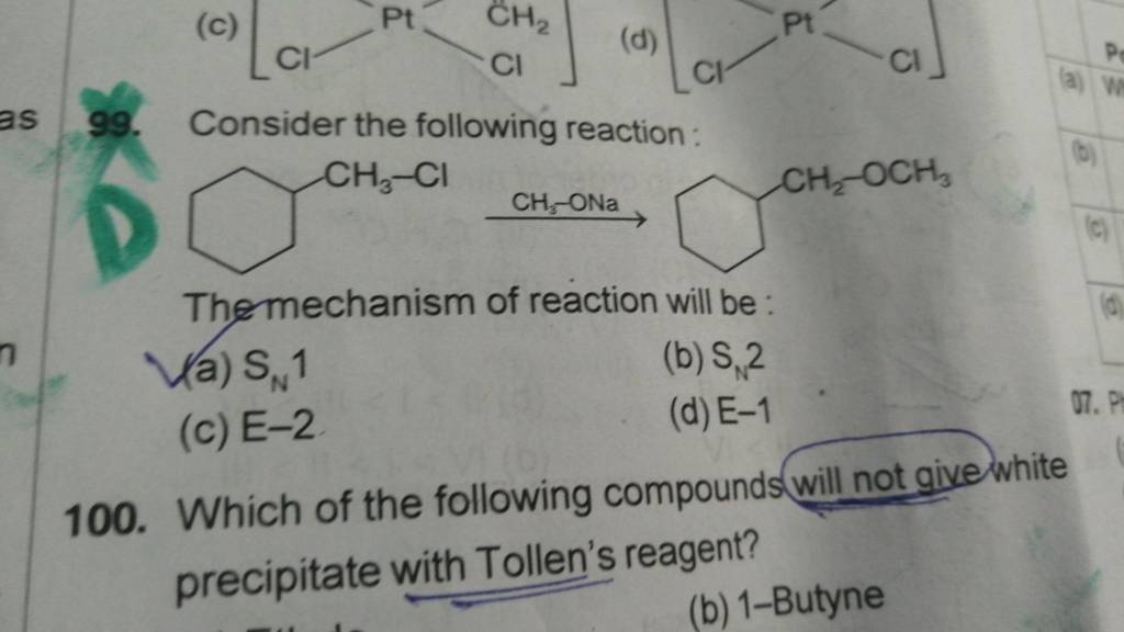 Consider the following reaction : The mechanism of reaction will be:.. Consider the following reaction : The mechanism of reaction will be:..