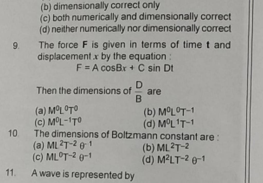 10 The dimensions of Boltzmann constant are: | Filo
