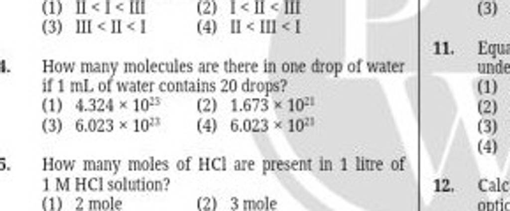 How many moles of HCl are present in 1 litre of 1MHCl solution? | Filo