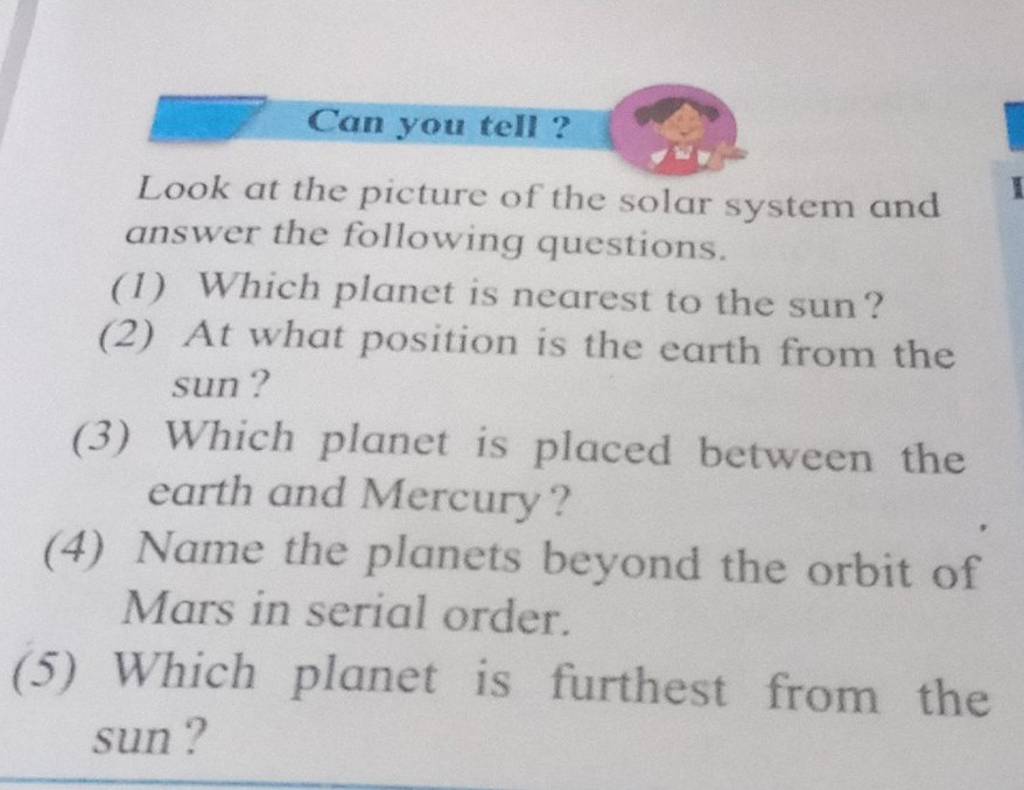 Look at the picture of the solar system and answer the following question..