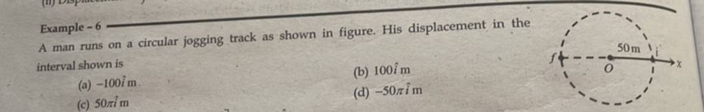 Example - 6 A man runs on a circular jogging track as shown in figure. Hi..