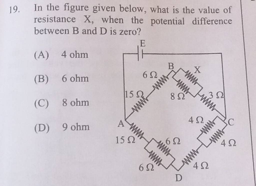 In the figure given below, what is the value of resistance X, when the po.. In the figure given below, what is the value of resistance X, when the po..