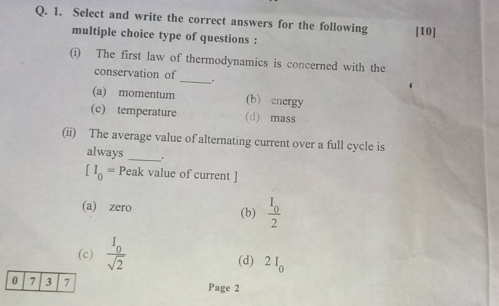 The Average Value Of Alternating Current Over A Full Cycle Is Always [i0