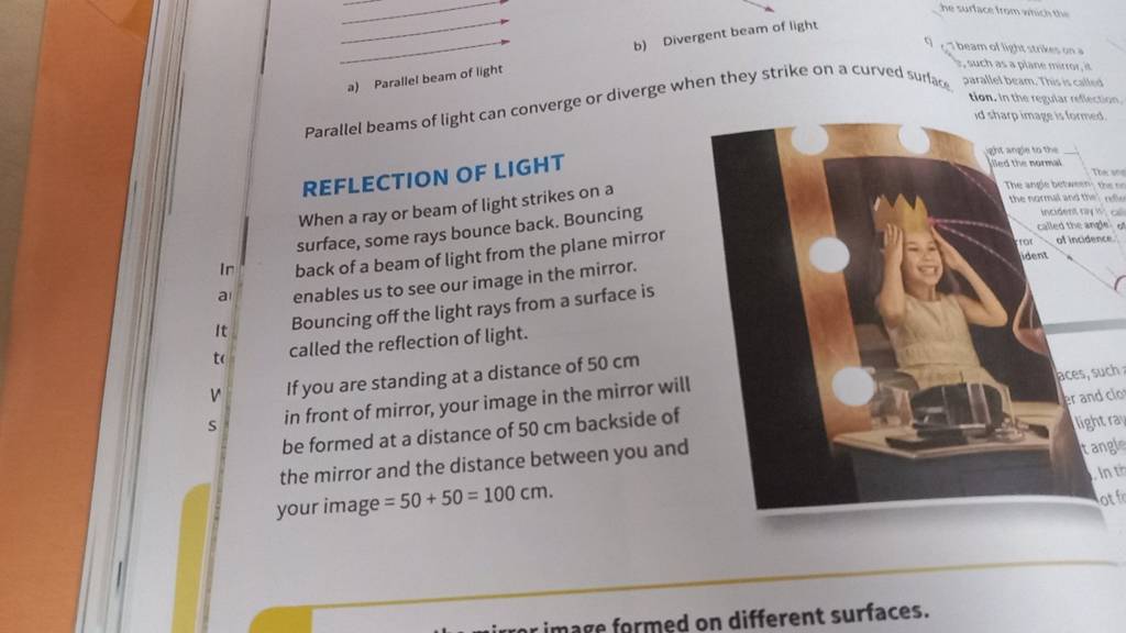 a) Parallel beam of light b) Divergent beam of light REFLECTION OF LIGHT