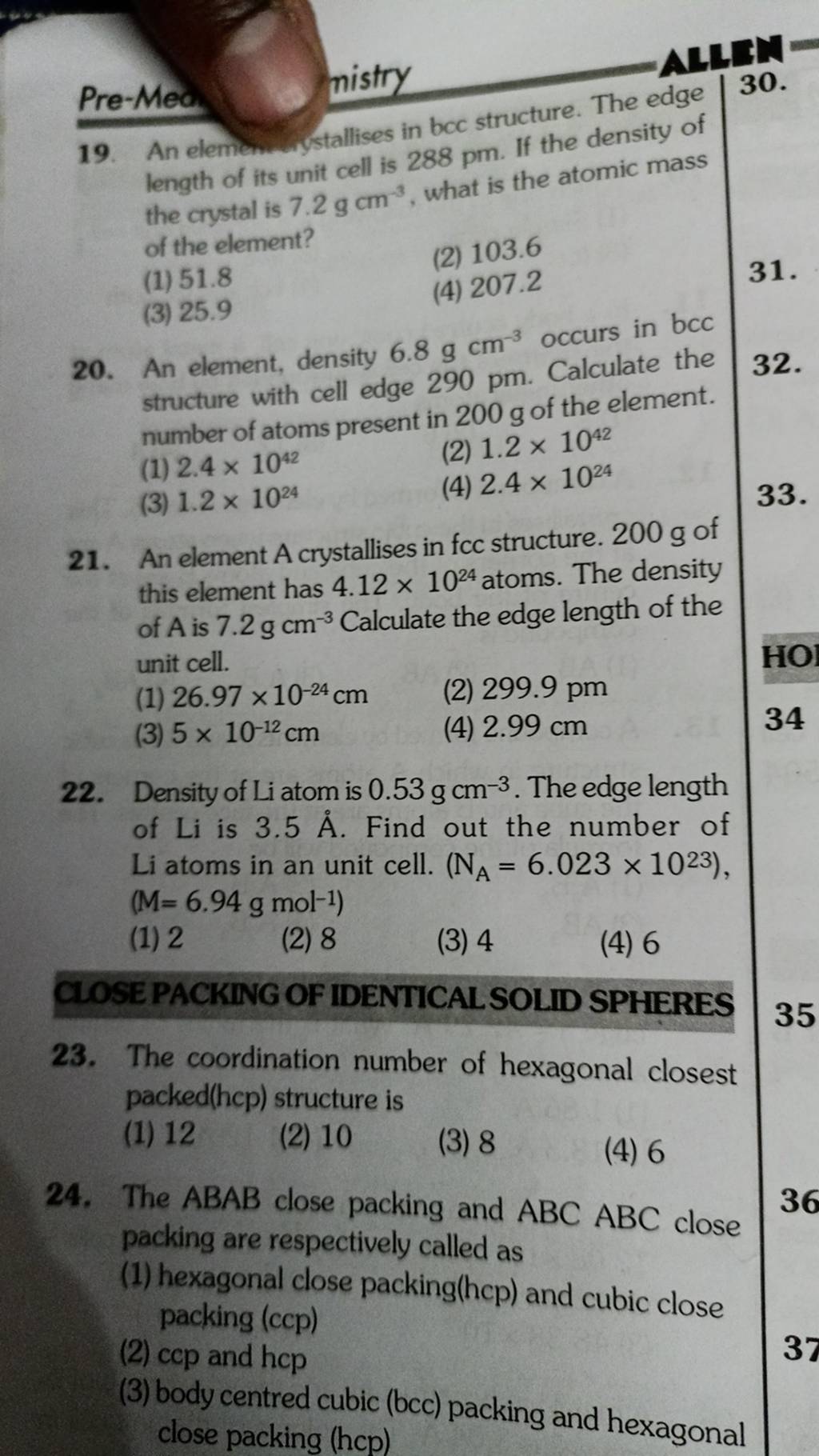The ABAB close packing and ABCABC close packing are respectively called a..